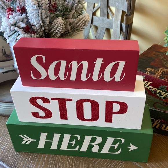 Accents | New Santa Stop Here Nostalgic Christmas Holiday Wood Block ...
